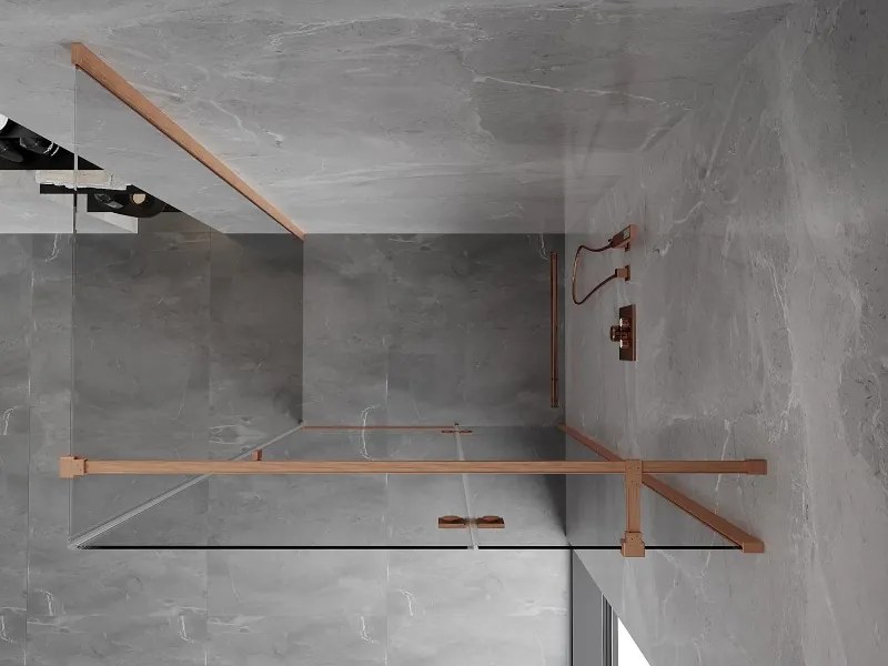 Mexen Mist HT, sprchový kout s výklopnými dveřmi pravý 100 x 90 cm, čiré sklo, měděná matná, 8A5T-100-090-65-00-P