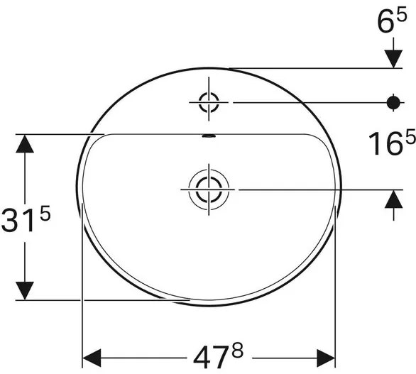 Geberit VariForm Zápustné umyvadlo 50 x 45 cm s přepadem, bílá 500.712.01.2