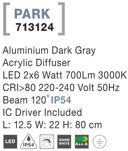 Venkovní LED lampa Park 2 x 6W 125 tmavě šedé