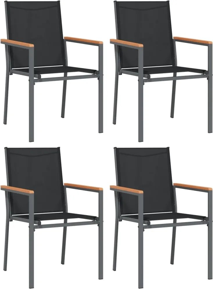 5dílný zahradní jídelní set černý textilen a ocel 3187042
