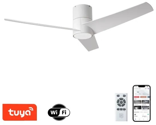 ZEVENTI - LED Stropní ventilátor BARROSA LED/18W/230V Wi-Fi Tuya bílá + DO