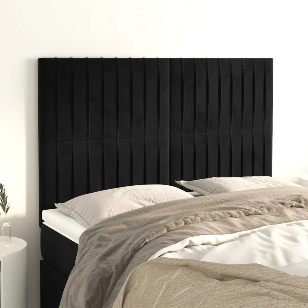 Čelo postele černé 144x5x118/128 cm sametové 3116620