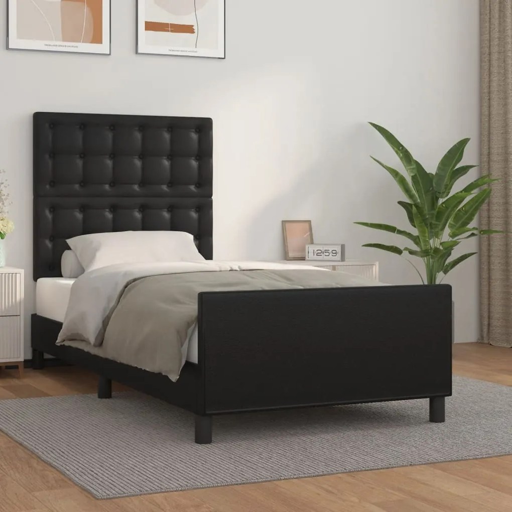 Rám postele s čelem černý 90x200 cm umělá kůže 3125549