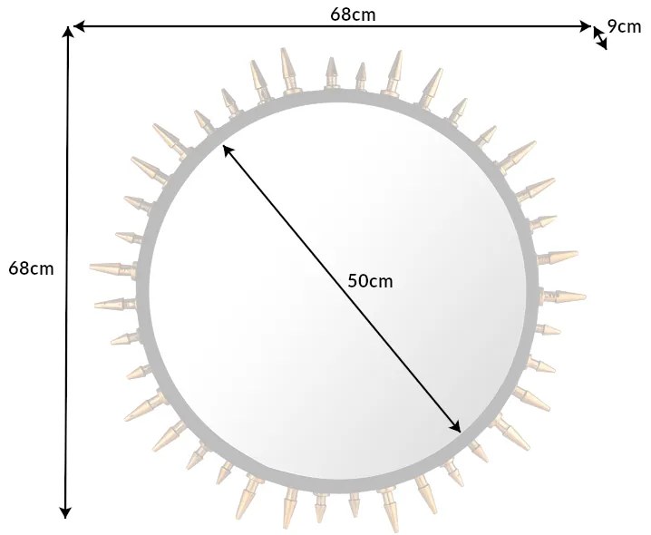 Designové nástěnné zrcadlo Lacretia 68 cm černo-zlaté