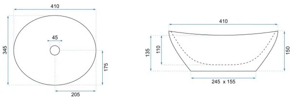 REA-U5611 - Umyvadlo na desku SOFIA 34,5x41 cm keramika/černá/dekor mramoru