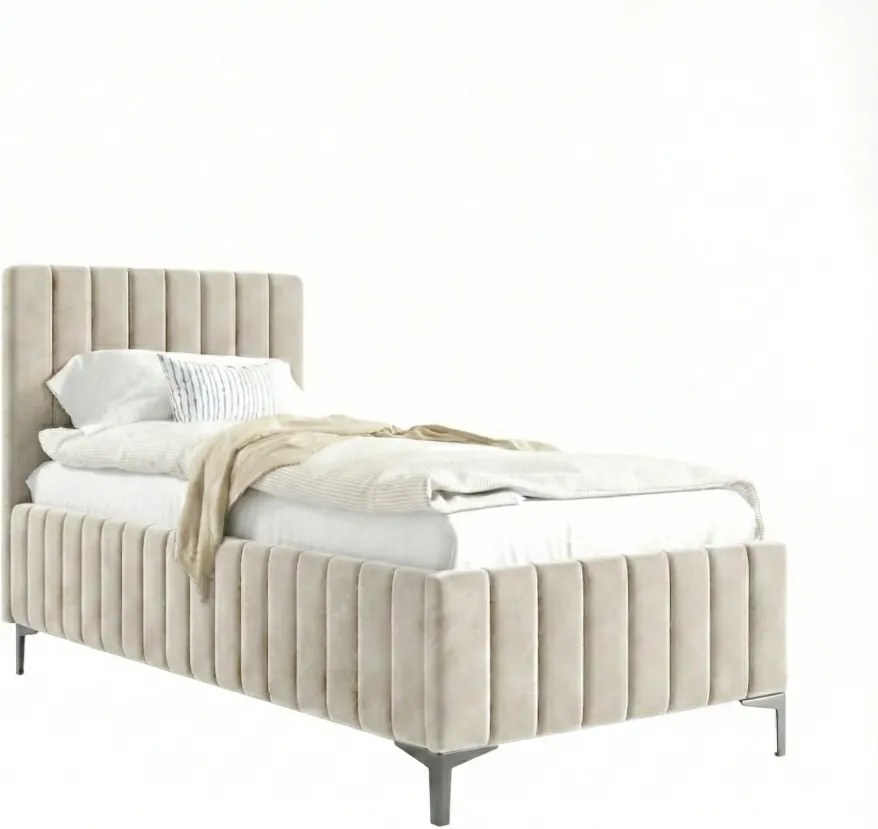 Eka Čalouněná postel INTIMA+ 90x200 cm Barva látky Trinity: Modrá (Trinity 2313), Úložný prostor: Bez úložného prostoru, Barva nožek postele: Černá