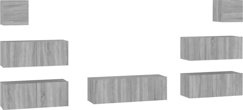 vidaXL 7dílný set TV skříněk kompozitní dřevo [3114548] Barva: Betonová šedá