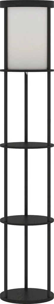 HOMCOM Stojací lampa s 3 policemi, kulatý design, dálkové ovládání, nožní spínač, nastavitelná teplota světla, pro obývací pokoj, černá