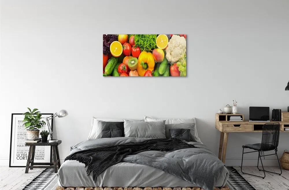 Obraz na skle Květák okurka Kiwi 100x50 cm