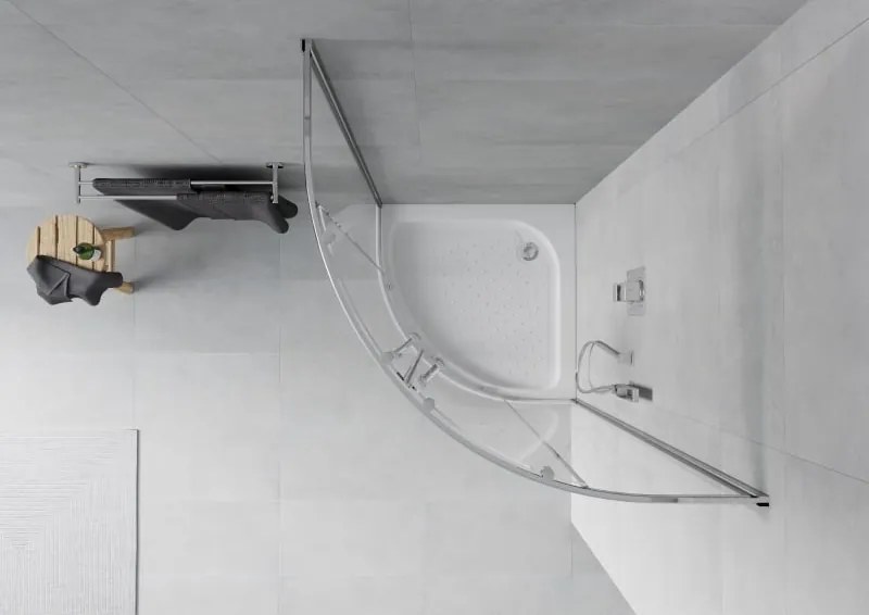 Mexen Rio půlkruhový sprchový kout 90 x 90 cm, transparentní, chrom + vanička, bílá - 863-090-090-01-00-4710