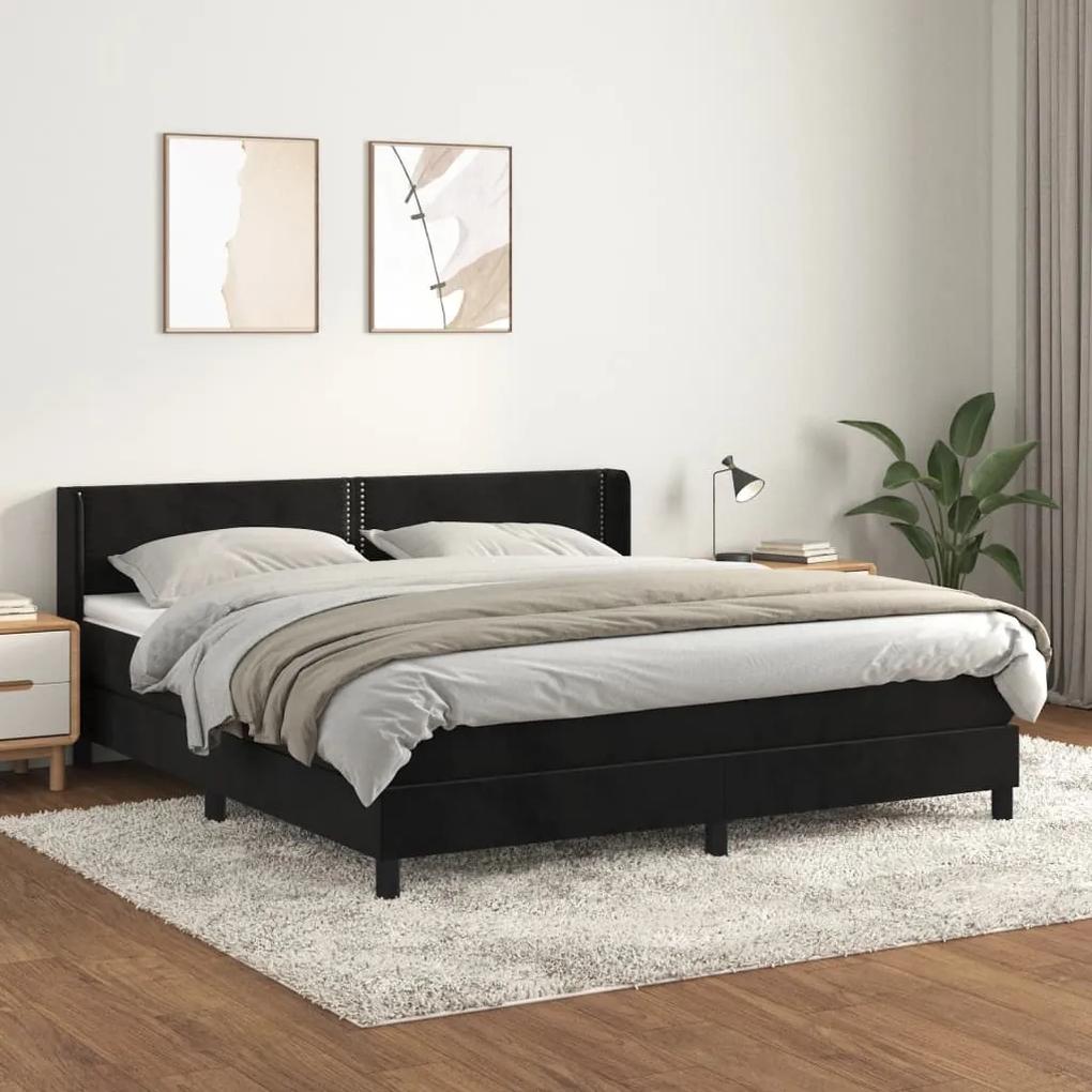 Box spring postel s matrací černá 160x200 cm samet,  3130909