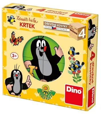 Dino Krtek dřevěné kostky, 4 kostky