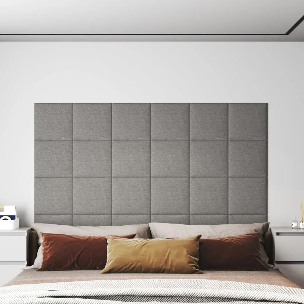 Nástěnné panely 12 ks světle šedé 30 x 30 cm textil 1,08 m² - Default Title