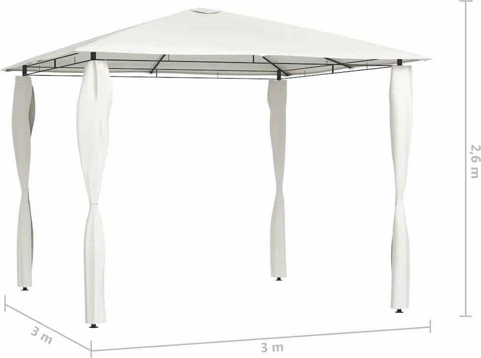 Altán s krytými sloupky 3 x 3 x 2,6 m krémový 160 g/m² 313605