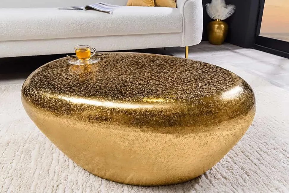 Designový kovový konferenční stolek Verde zlatý 75cm
