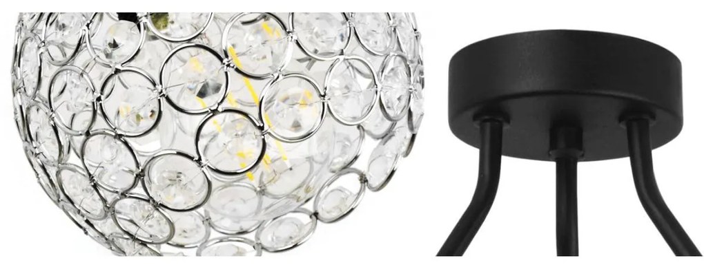 Stropní svítidlo Crystal Trio, 3x stříbrné křišťálové stínítko