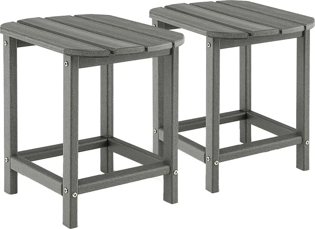 Costway Sada 2 odkládacích stolků z HDPE, zahradní stůl Adirondack odolný proti