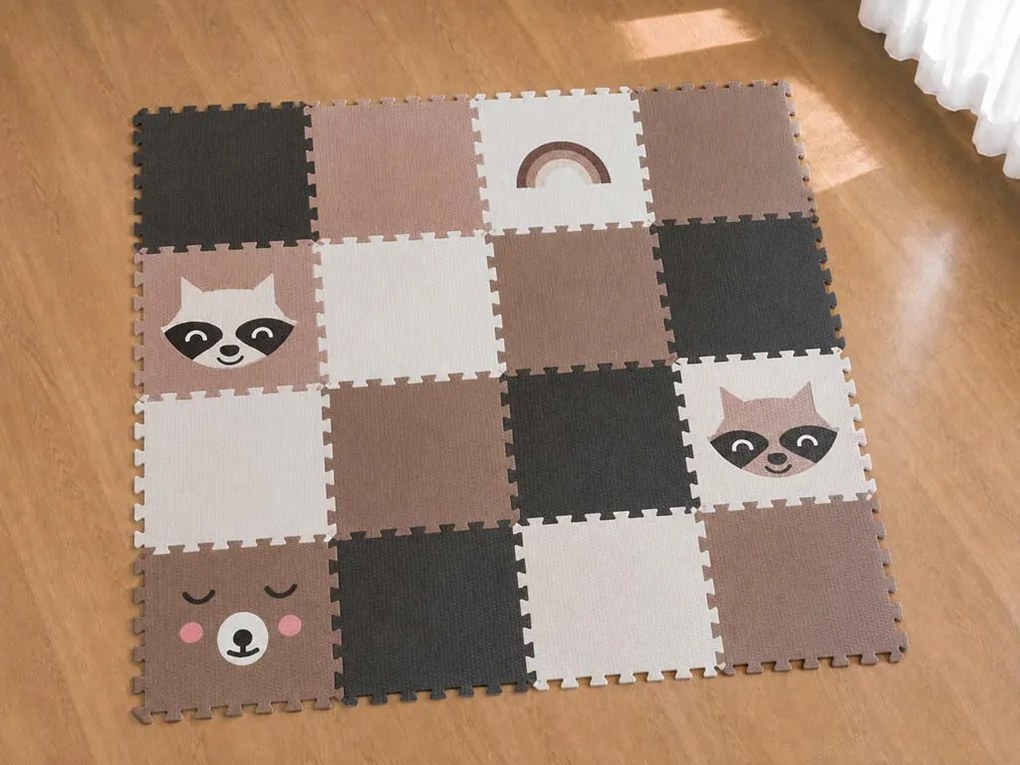 Hrací pěnové puzzle do dětského pokoje 16 dílů MÝVAL A MÉĎA