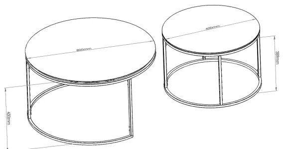 SADA 2x Konferenční stolek TOKYO pr. 60/80 cm černá