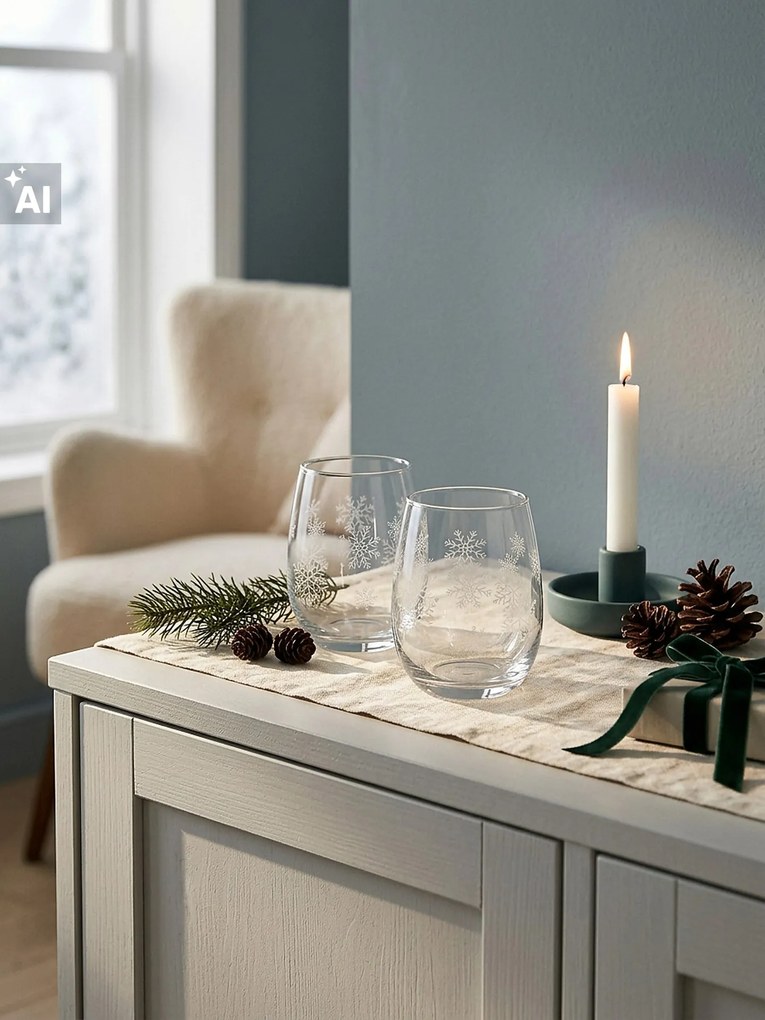 Sinsay - Vánoční sklenice s potiskem sněhových vloček 2 pack - clear