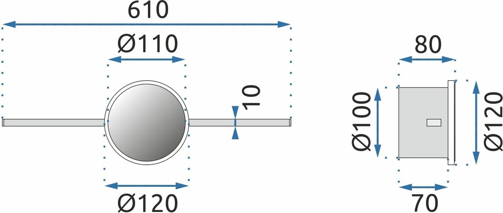 Toolight, LED nástěnné svítidlo 60cm APP846-1W, chromová, OSW-06668