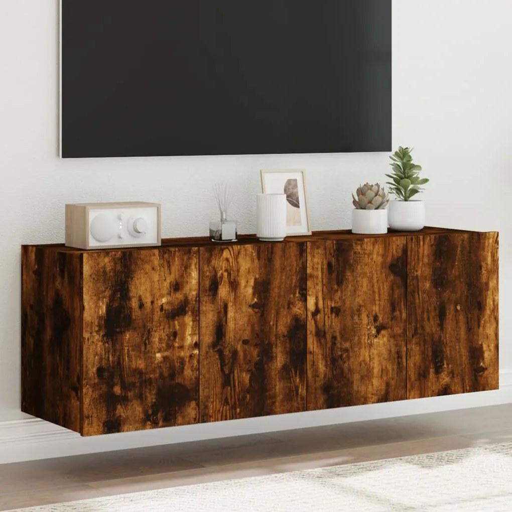 Nástěnné TV skříňky s LED 2 ks kouřový dub 60 x 35 x 41 cm