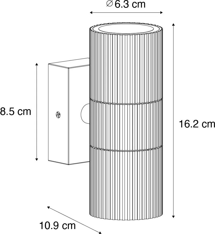 Průmyslové venkovní nástěnné svítidlo černé 2-svítidlo IP44 - Vigo