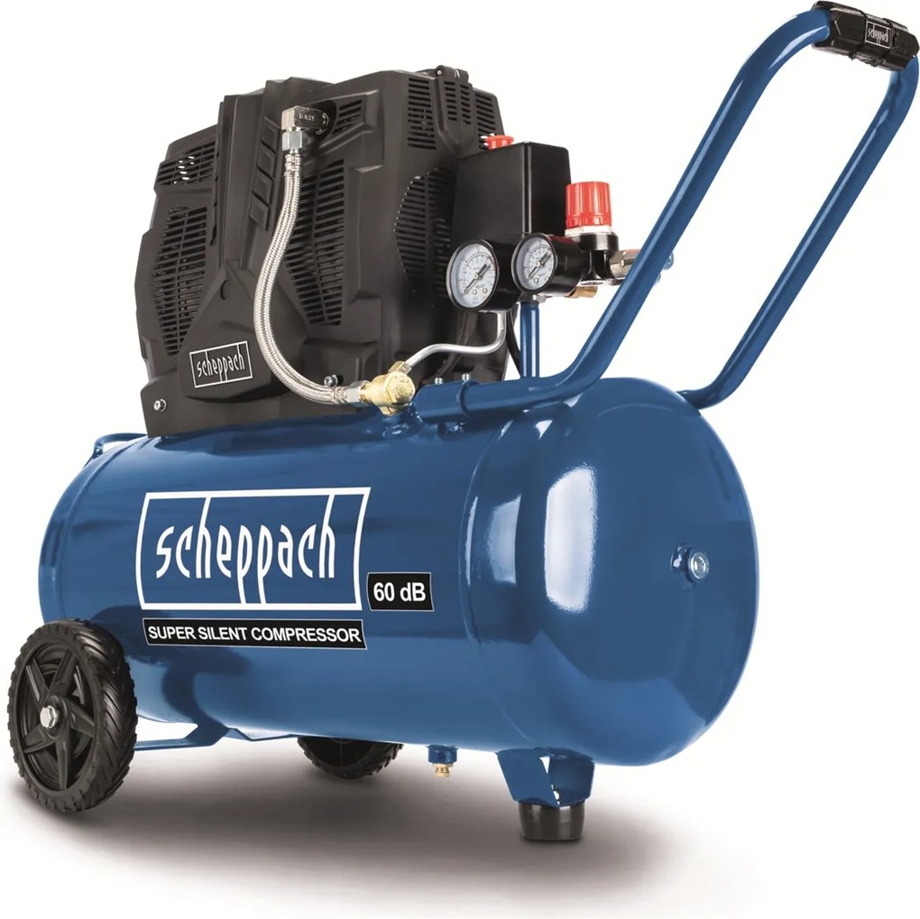 Scheppach HC 51 Si - tichý bezolejový dvouválcový kompresor 50 l