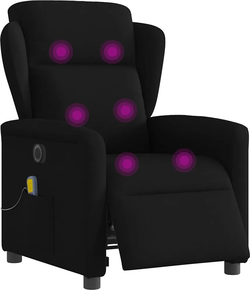 Elektrické masážní polohovací křeslo černé textil 3303126