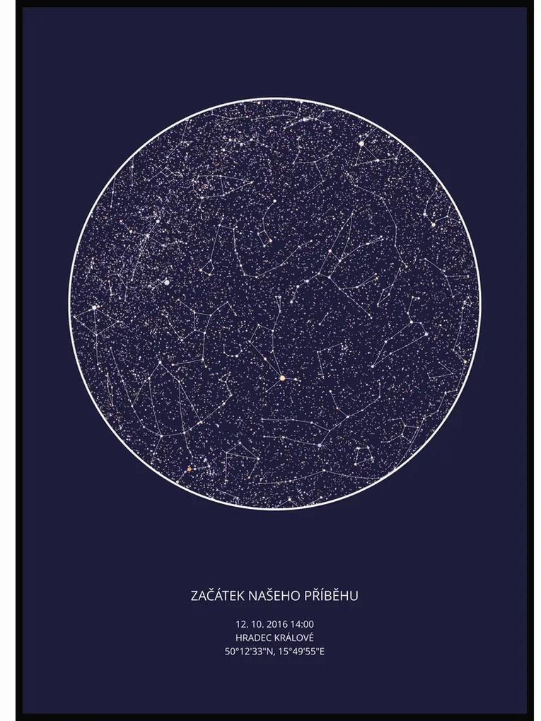 Hvězdná mapa Vašeho životního okamžiku 50 x 70 cm Tmavě modrá