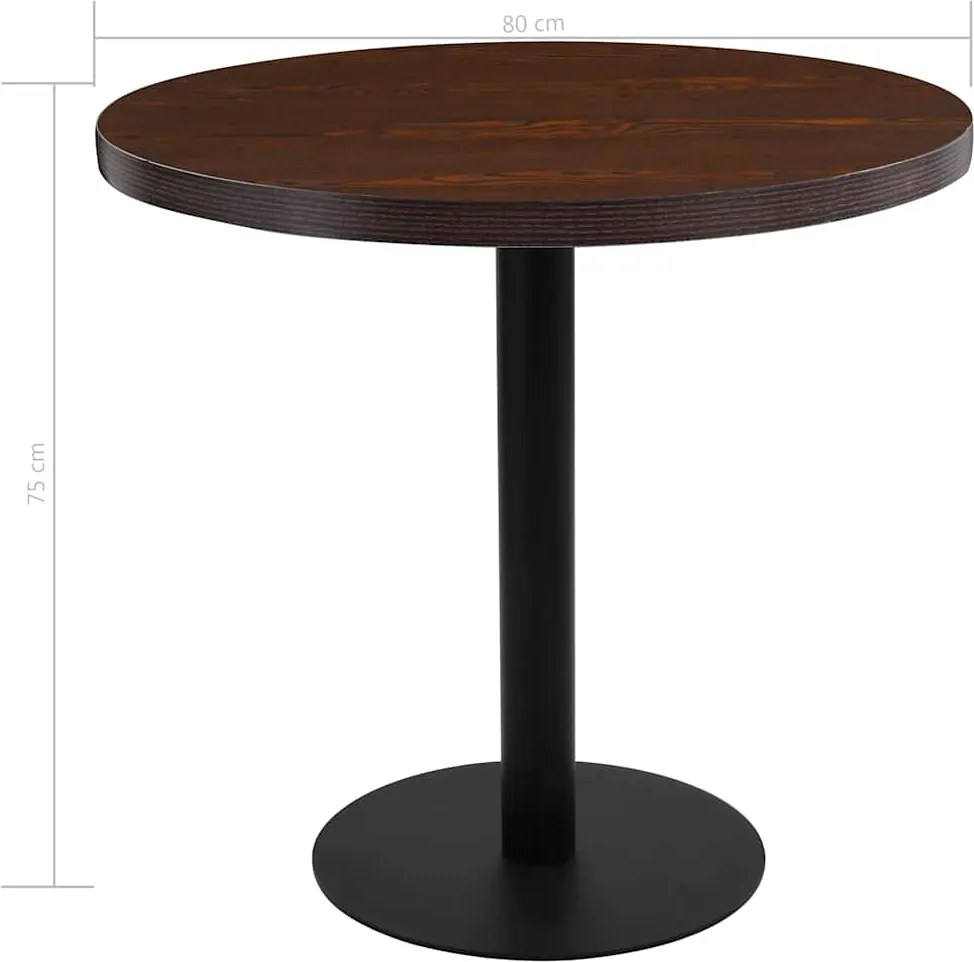 Bistro stolek tmavě hnědý 80 cm MDF 286425