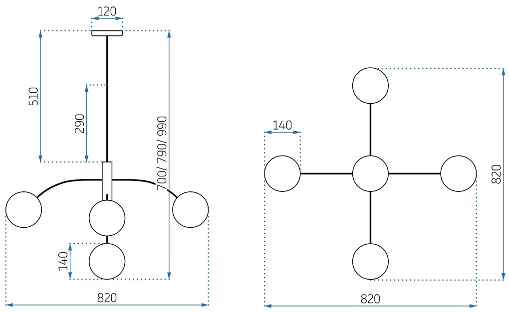 Toolight Stropní svítidlo se skleněnými stínidly APP1021-6CP
