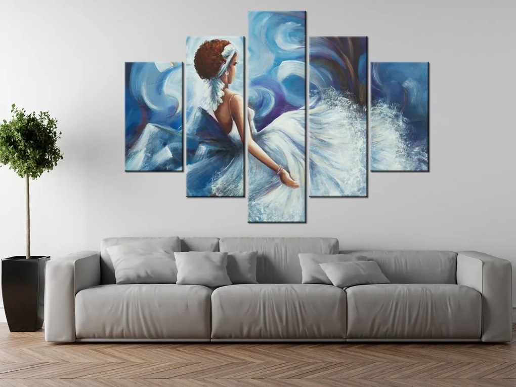 Gario Ručně malovaný obraz Krásná žena během tance - 5 dílný Rozměry: 150 x 70 cm