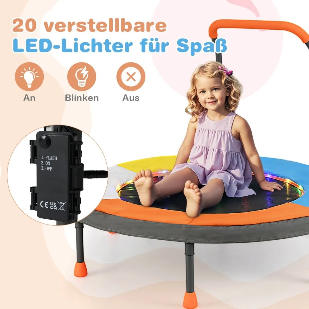 Costway Dětská trampolína Ø 90 cm s LED osvětlením a madlem