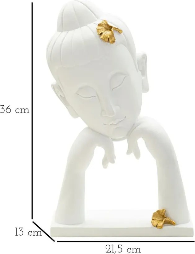 Dekorace na stůl Buddha B 21 cm bílá/zlatá