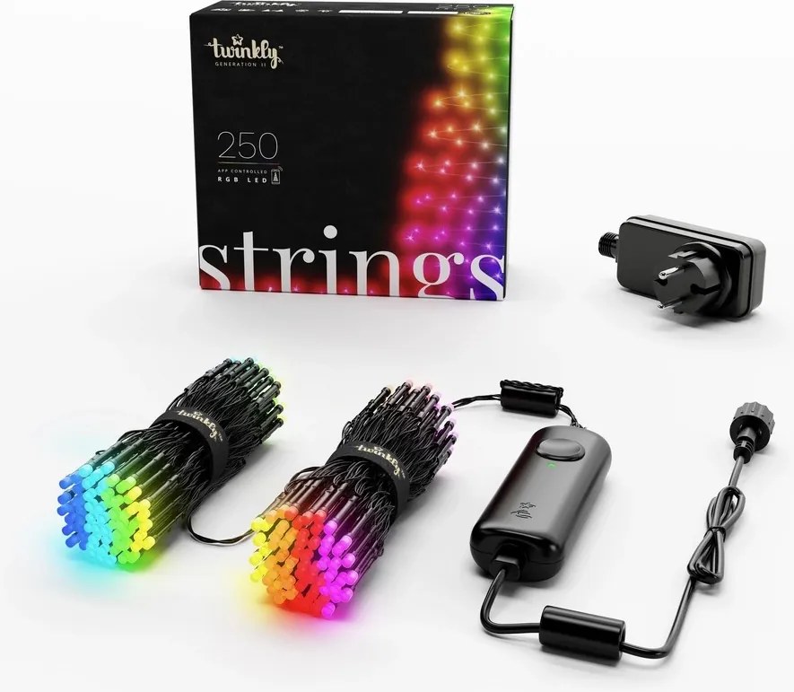 Barevná světýlka venkovní Twinkly strings LED světelný řetěz RGB, 20 m, 250 diod, IP44,