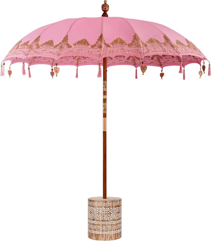 Balijský deštník se základnou Růžová 215 x 215 x 260 cm 3356907