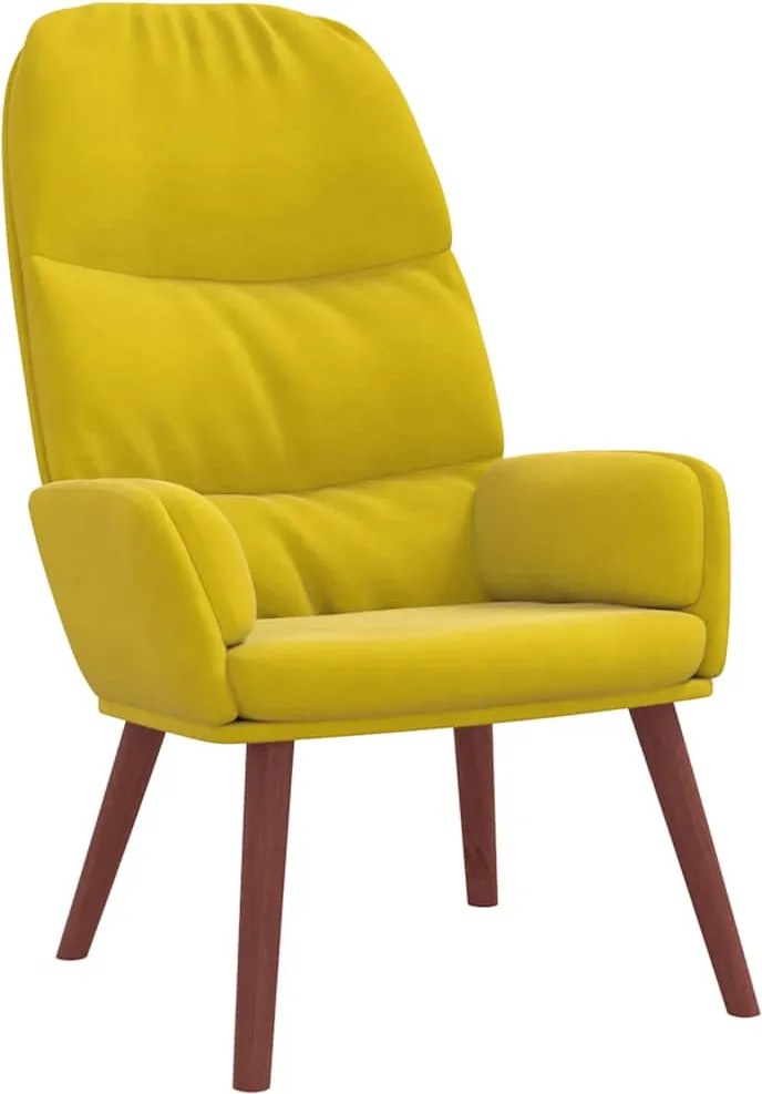 Relaxační křeslo s podnožkou žluté samet 3315123