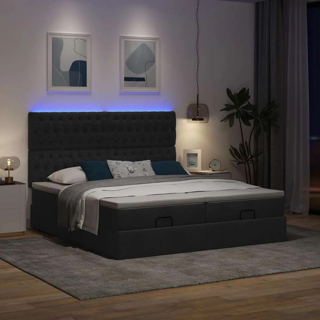 Osmanský rám postele s matrací černá 160x200cm textil 3314557