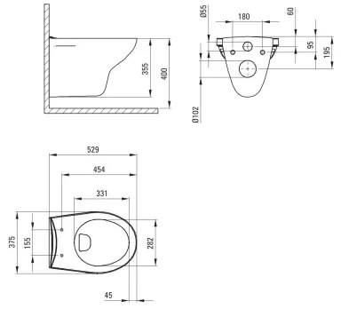 Deante CMOD6SPW - Závěsné WC s prkénkem SoftClose BORO keramika/bílá
