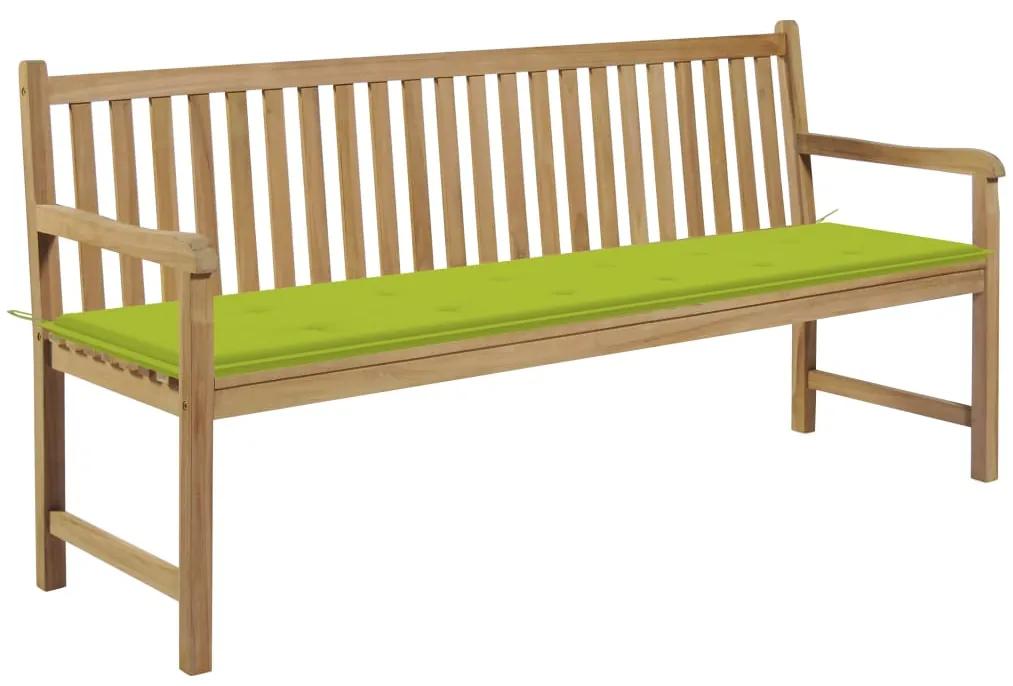 3062795 vidaXL Zahradní lavice s jasně zelenou poduškou 175 cm masivní teak