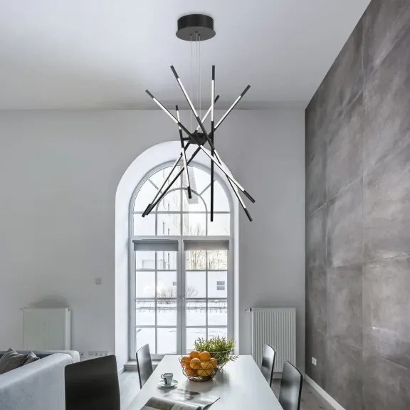 LED lustr Raccio 85 černé s dálkovým ovládáním