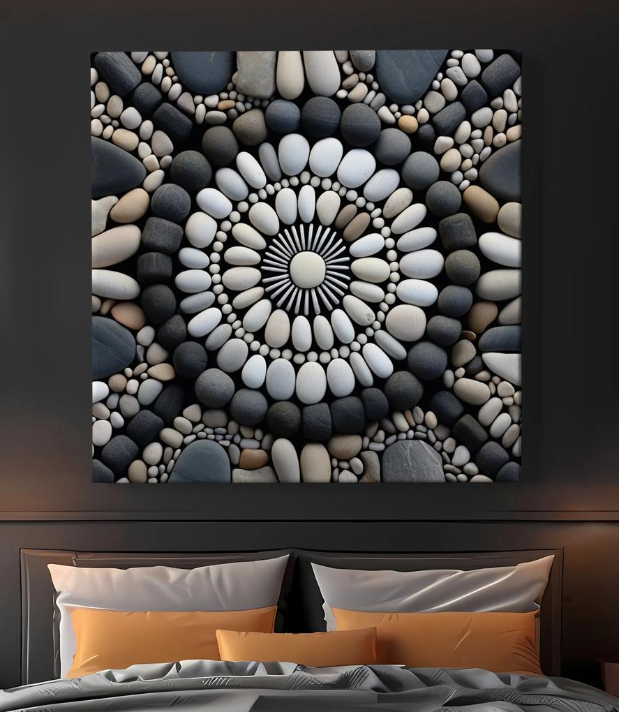 Obraz na plátně - Mandala z kamínků FeelHappy.cz Velikost obrazu: 100 x 100 cm