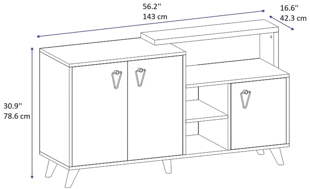 SPARTI komoda na nožičkách, ořech / černá
