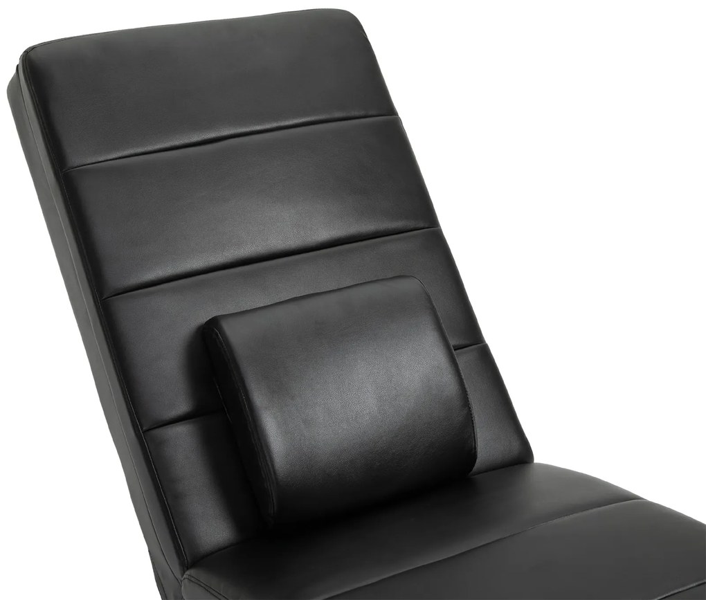 HOMCOM Relaxační lehátko kožené s masážní funkcí, 58 x 163 x 87 cm, do 120 kg, 8 masážních bodů, s dálkovým ovládáním, vysoký opěrný polštář, černá |…