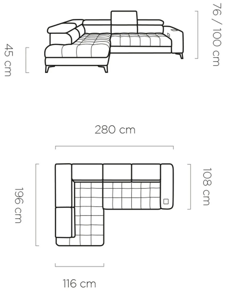 Wersal Sedací souprava Baggio - posuvný sed, bezdrátová nabíječka - Levý roh