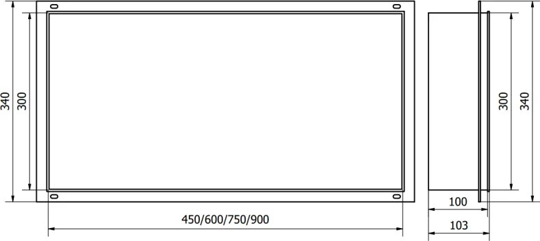 Mexen X-Wall-NR, polička na zapuštění pod obklad bez límce 90 x 30 cm, ocelová, 1911903010