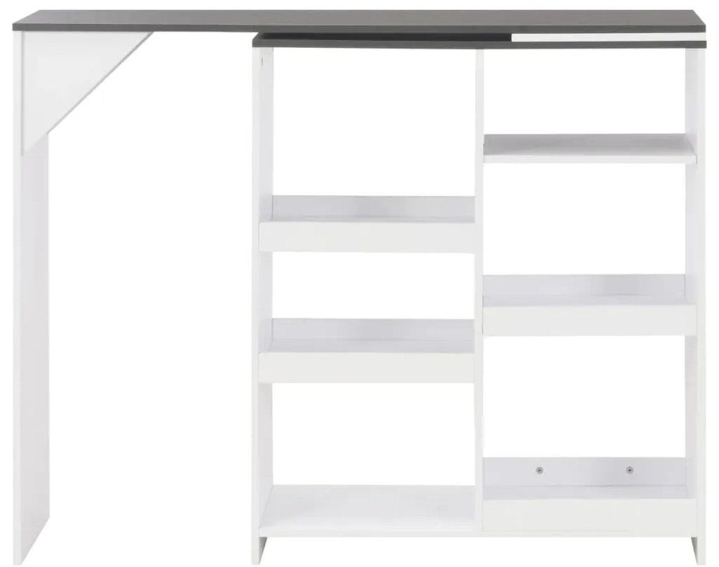 Barový stůl s pohyblivým regálem bílý 138 x 39 x 110 cm 280226