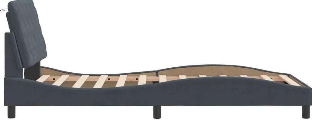 Rám postele s LED bez matrace tmavě šedý 100 x 200 cm samet 3213838