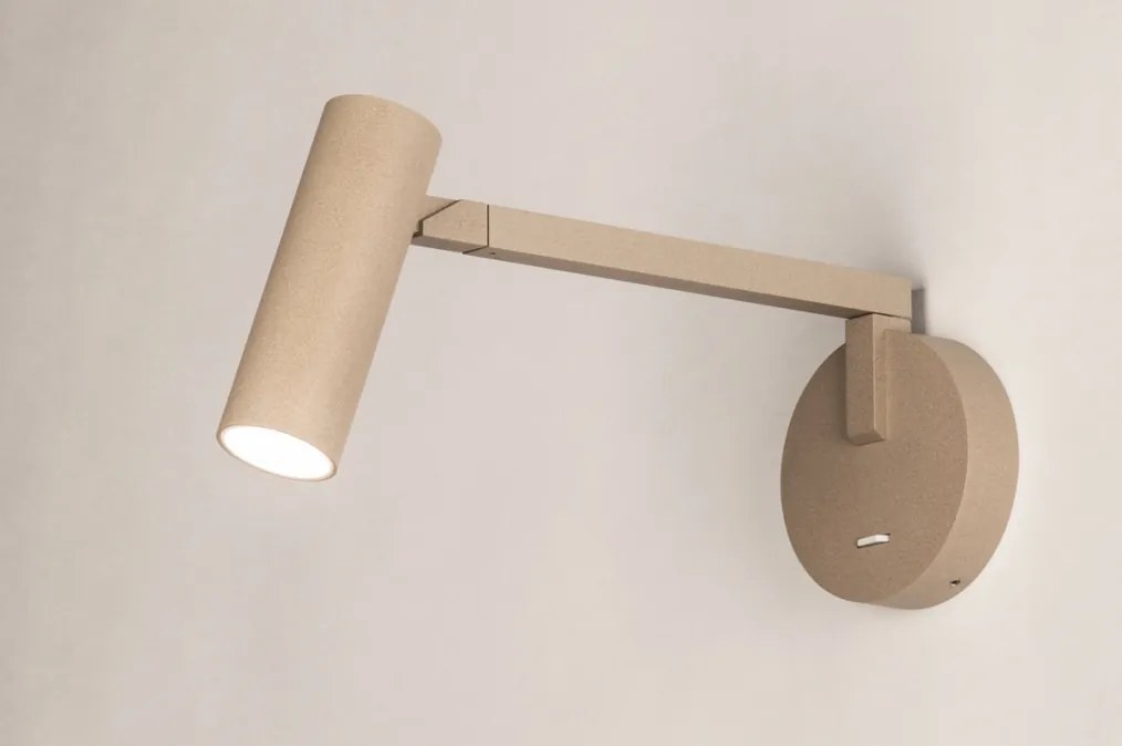 Nástěnné designové svítidlo s ramenem a vypínačem Conno Dark Taupe